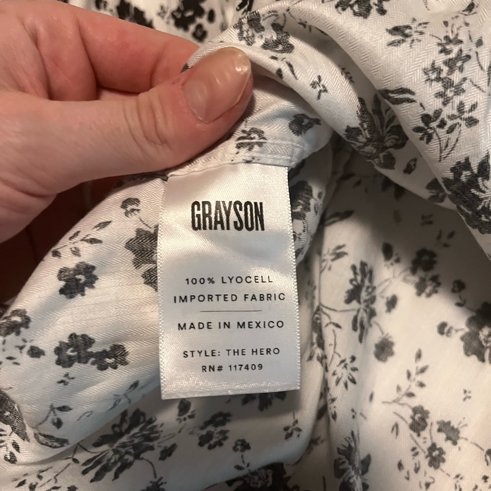 Grayson Black And White Floral Button Down - Gem